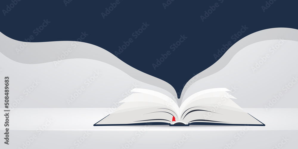 Open book over blue background illustration Stock Illustration | Adobe ...