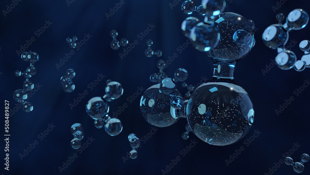 Water molecules dark blue background Water Molecule inside Liquid ...