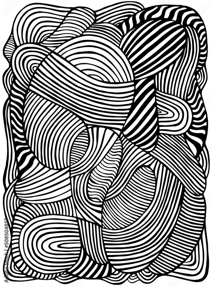 Tabby psychedelic coloring page. Fantastic art with decorative striped ...