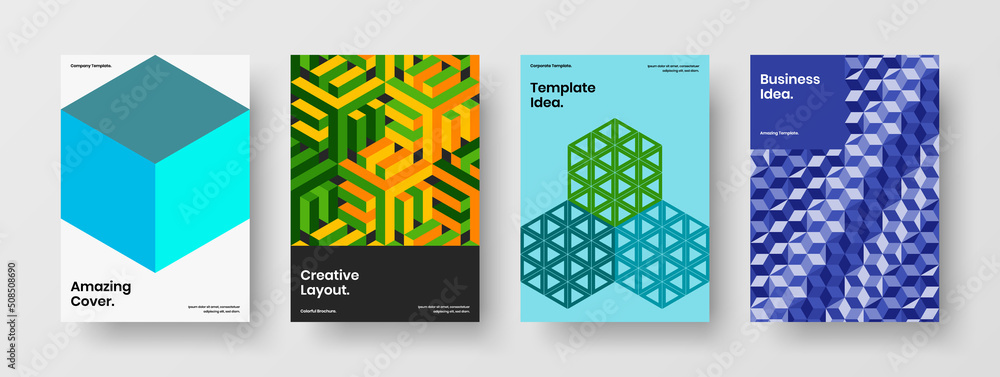 Amazing front page A4 design vector concept set. Unique geometric ...
