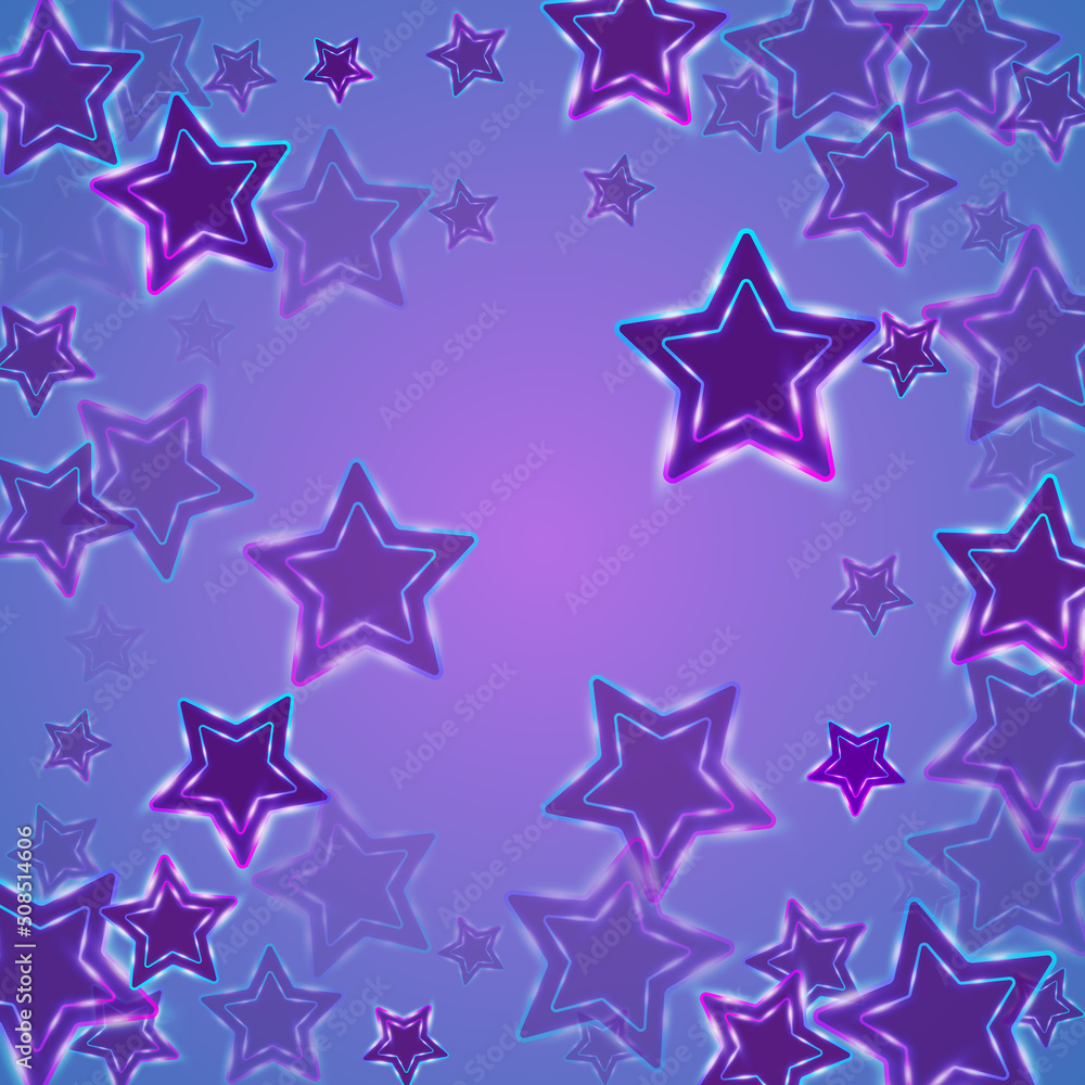 Led photic neon stars vector poster background. Pink blue purple teal ...