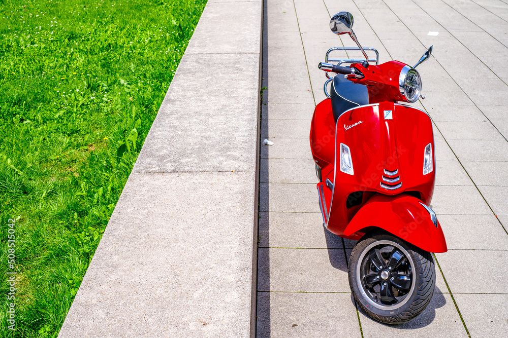 Siena, Italy - June 1:typical italian Vespa Motorscooter (build from ...