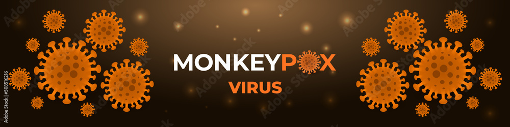Monkeypox virus cells outbreak wide medical banner. Monkeypox virus ...
