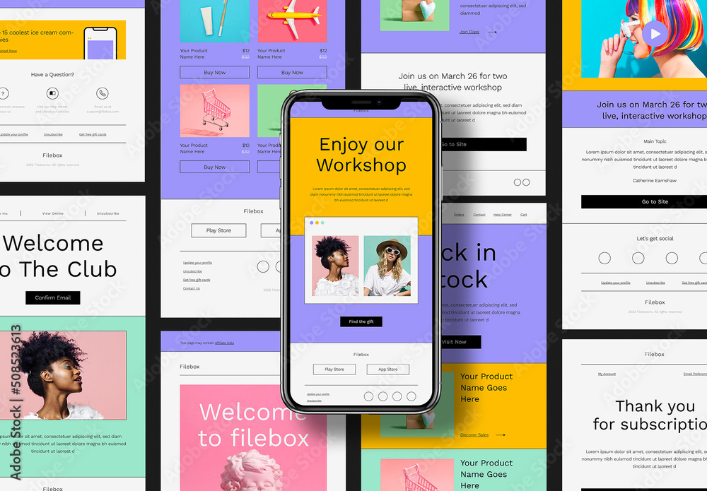 Simple Colorful Email Newsletter Stock Template | Adobe Stock