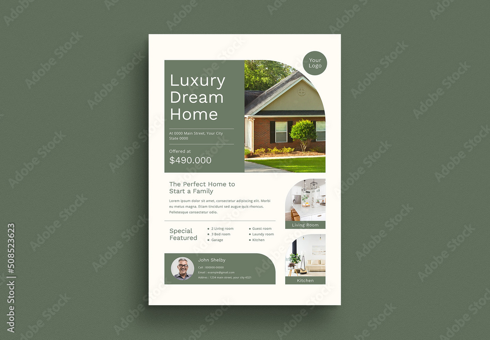 Simple Real Estate Flyer Layout Stock Template | Adobe Stock