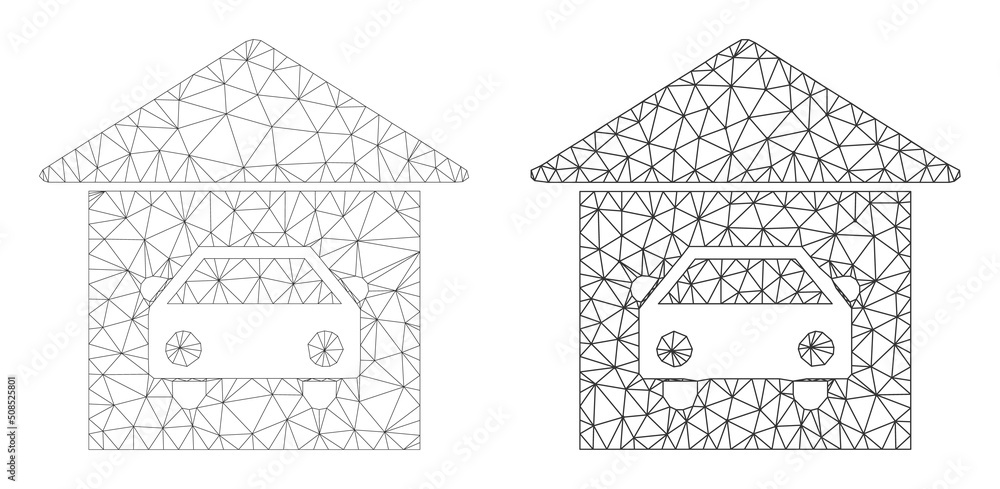 Polygonal mesh car garage icons. Flat model versions created from car ...
