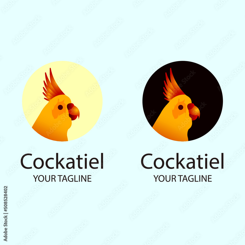 Cockatiel Bird Cartoon Vector Iconic Symbol logo Illustration. A. Flat ...