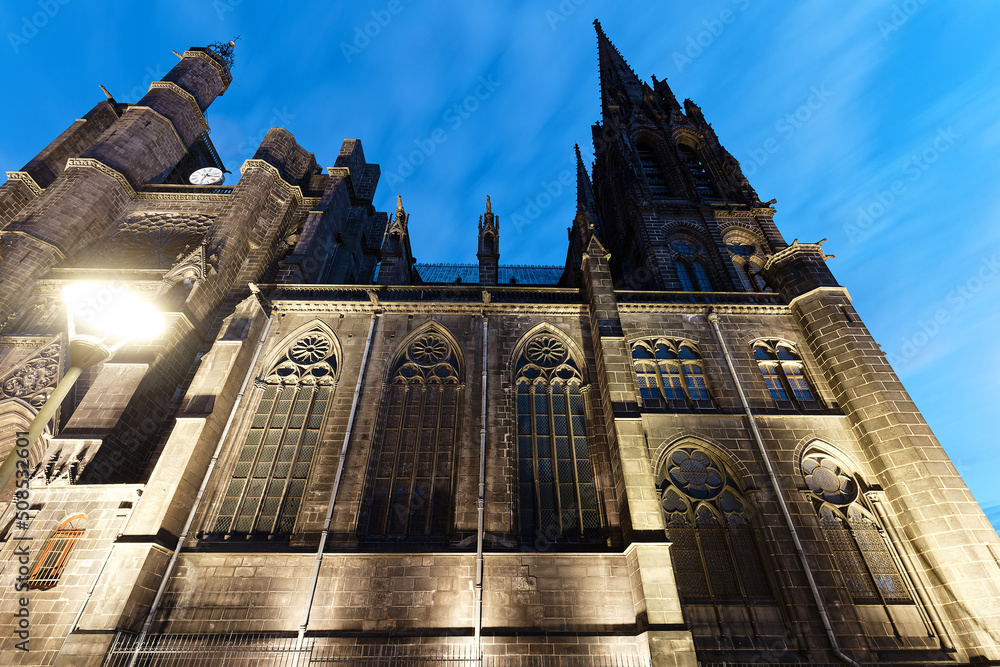Beautiful, impressive cathedral of Clermont Ferrand in France, made ...