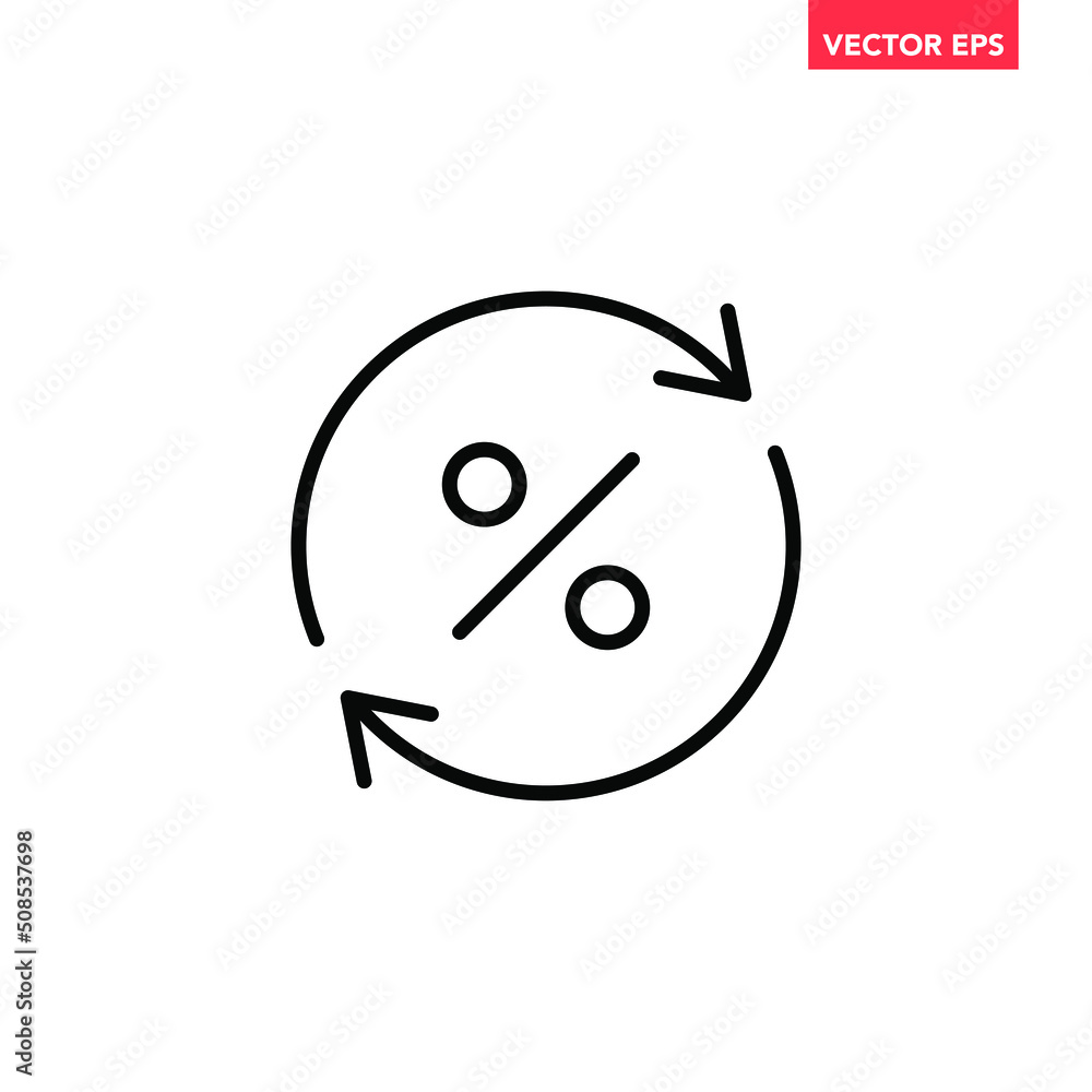 Black round rate exchange line icon, simple financial spin outline flat ...