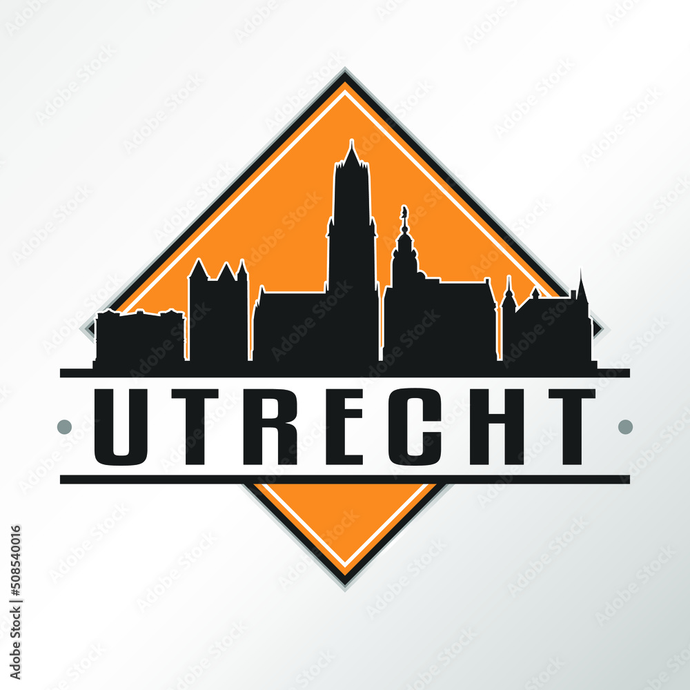 Utrecht, Netherlands Skyline Logo. Adventure Landscape Design Vector ...