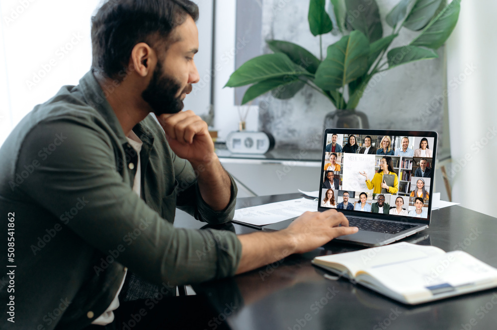 E-learning, Online education, webinar. Focused successful smart mixed ...