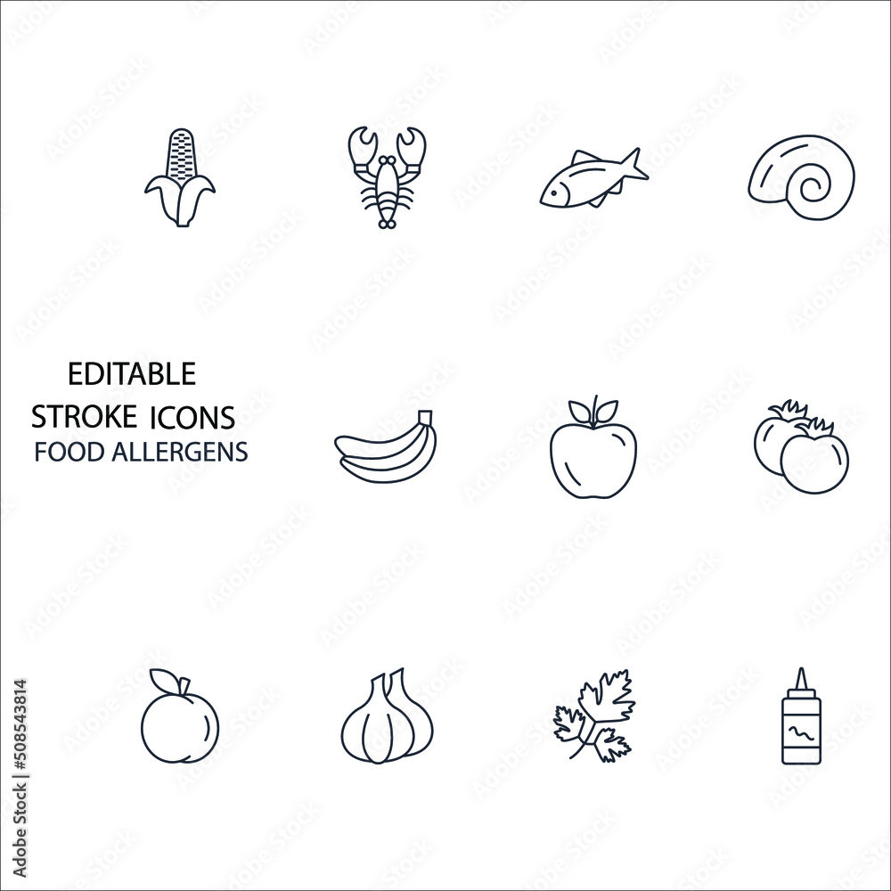 Food allergens icons set . Food allergens pack symbol vector elements ...
