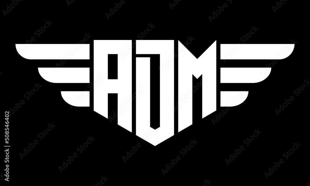 ADM three letter logo, creative wings shape logo design vector template ...