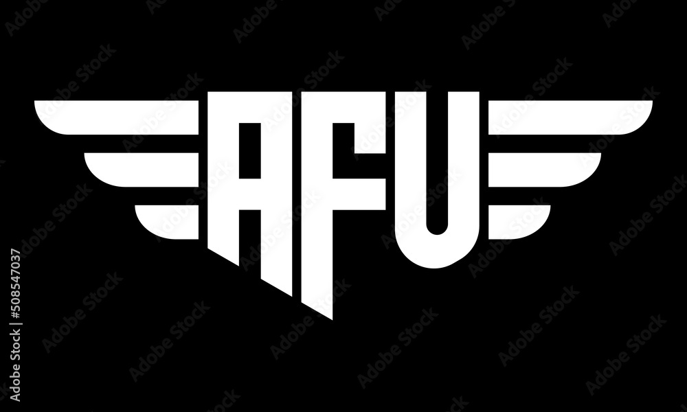 AFU three letter logo, creative wings shape logo design vector template ...