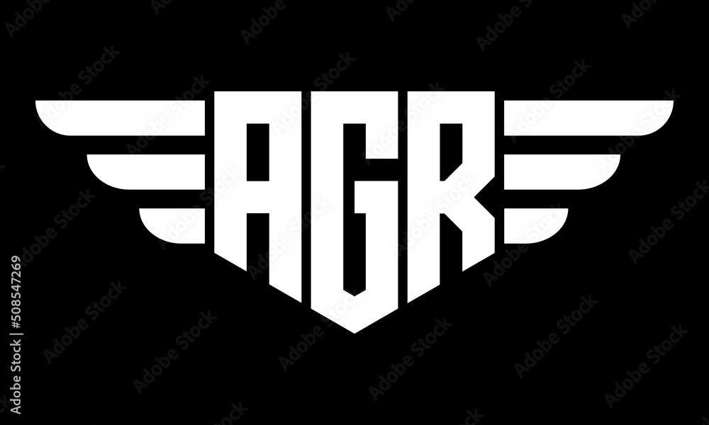 AGR three letter logo, creative wings shape logo design vector template ...