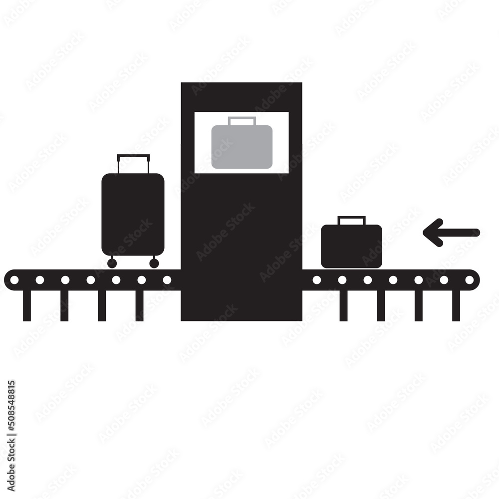 airport baggage security scanner icon on white background. conveyor ...