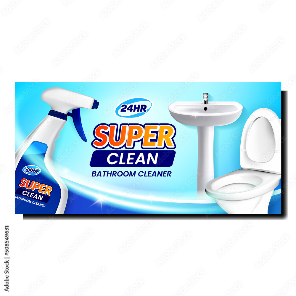 Bathroom Cleaner Creative Promo Banner Vector. Bathroom Cleaner Blank ...