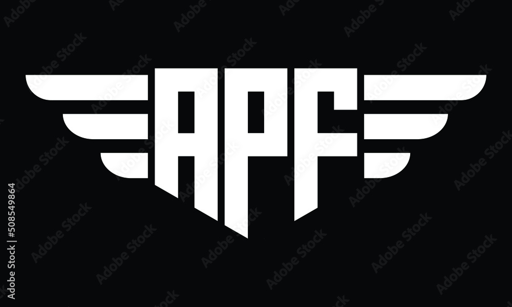 APF three letter logo, creative wings shape logo design vector template ...