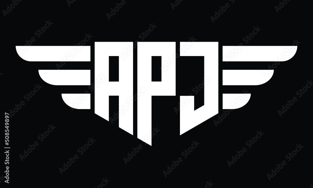 APJ three letter logo, creative wings shape logo design vector template ...