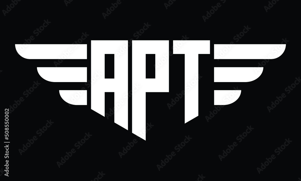 APT three letter logo, creative wings shape logo design vector template ...