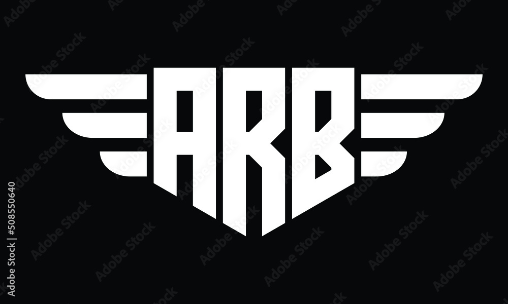 ARB three letter logo, creative wings shape logo design vector template ...