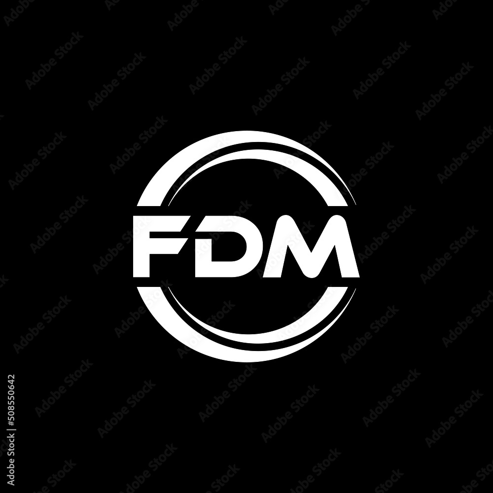 FDM letter logo design with black background in illustrator, vector logo modern alphabet font ...