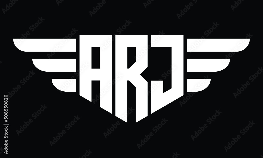 ARJ three letter logo, creative wings shape logo design vector template ...