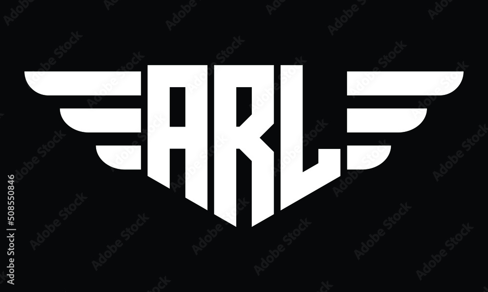ARL three letter logo, creative wings shape logo design vector template ...