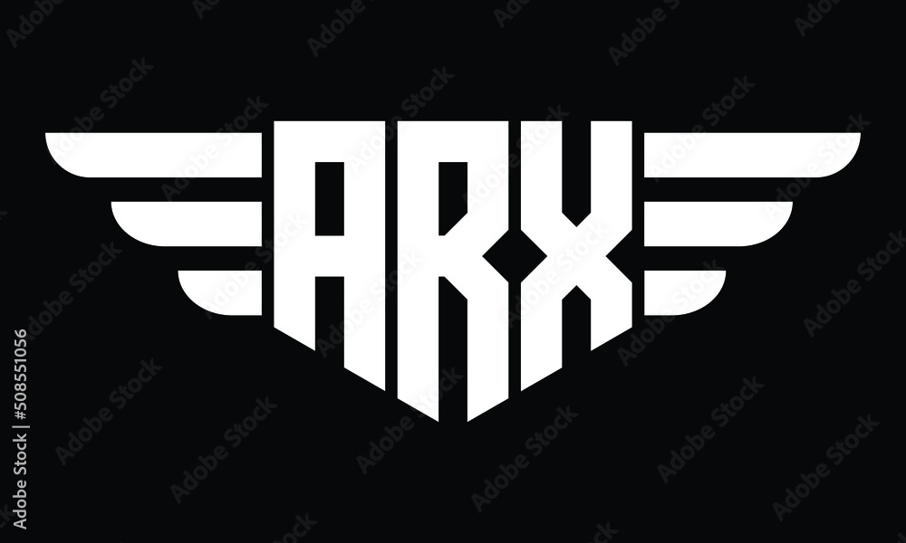 ARX three letter logo, creative wings shape logo design vector template. letter mark, wordmark ...