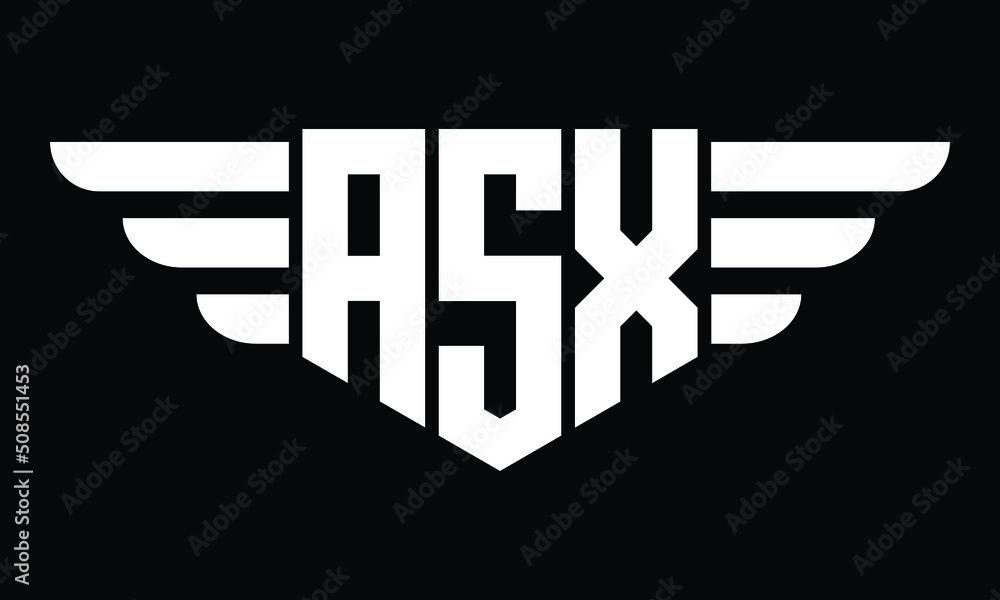 ASX three letter logo, creative wings shape logo design vector template ...