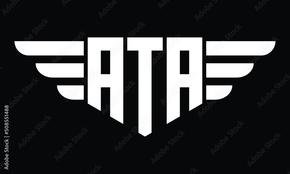 ATA three letter logo, creative wings shape logo design vector template ...