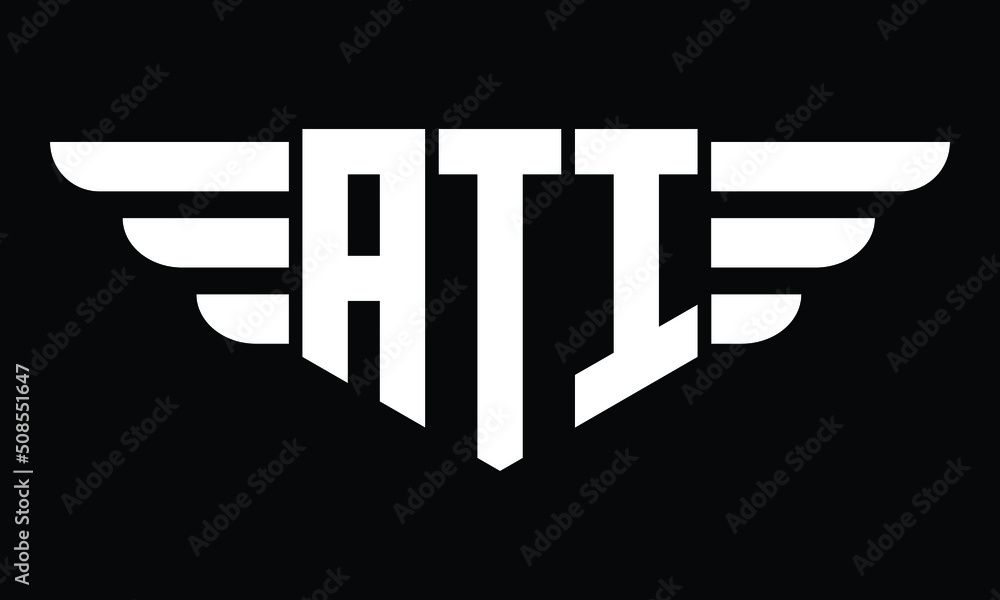ATI three letter logo, creative wings shape logo design vector template ...