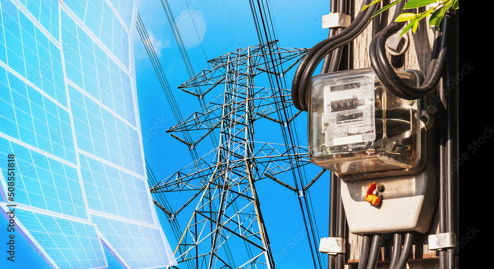 Double meter Electricity meter Fence posts for unit calculation Solar ...