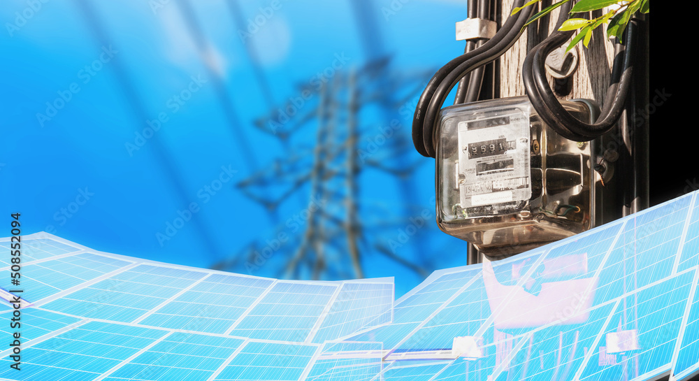 Double meter Electricity meter Fence posts for unit calculation Solar ...