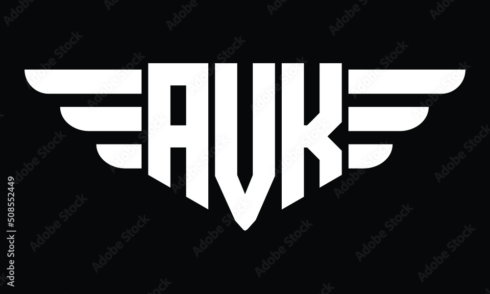 AVK three letter logo, creative wings shape logo design vector template ...