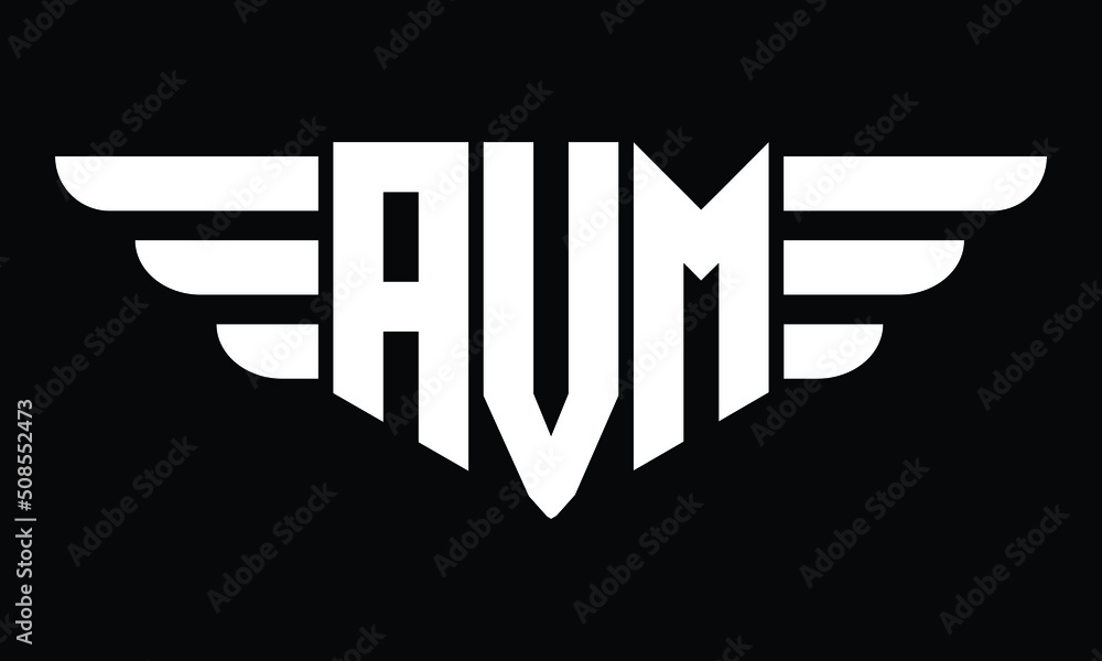AVM three letter logo, creative wings shape logo design vector template ...