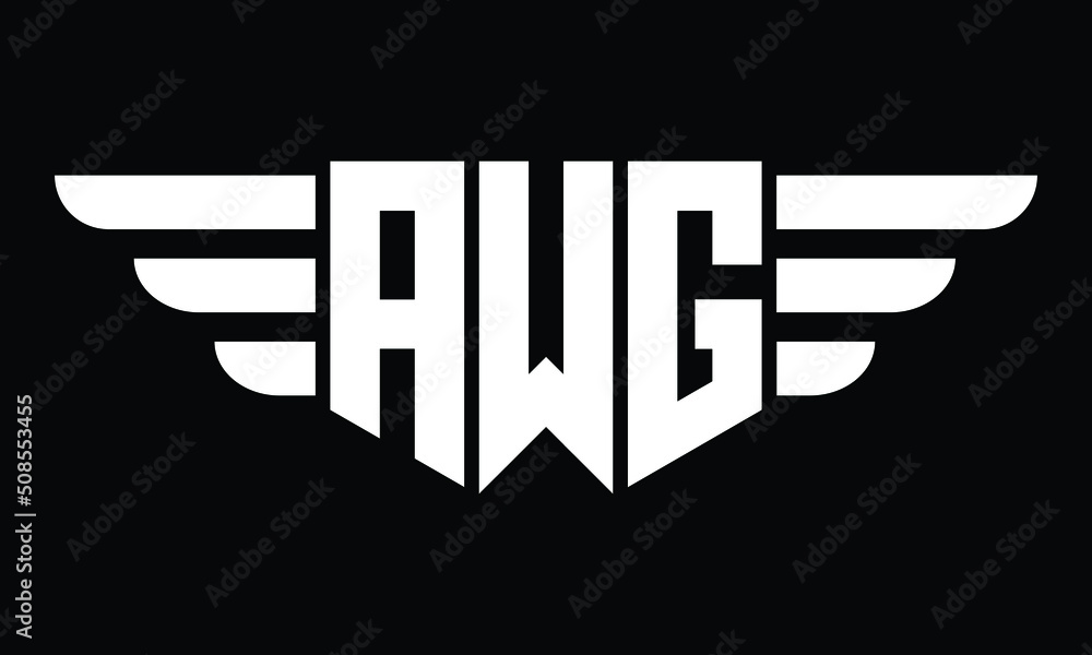 AWG three letter logo, creative wings shape logo design vector template ...