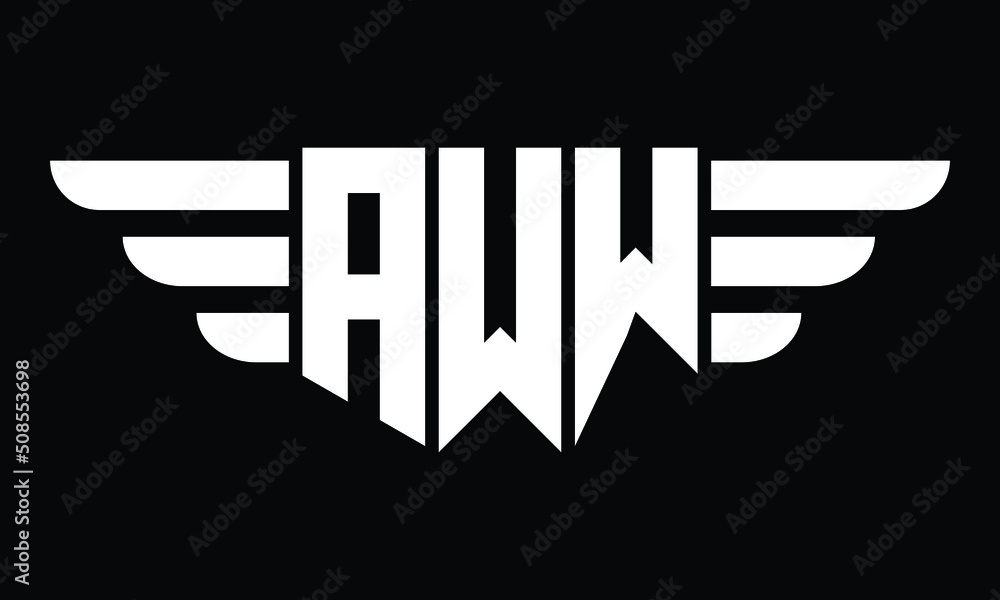 AWW three letter logo, creative wings shape logo design vector template ...
