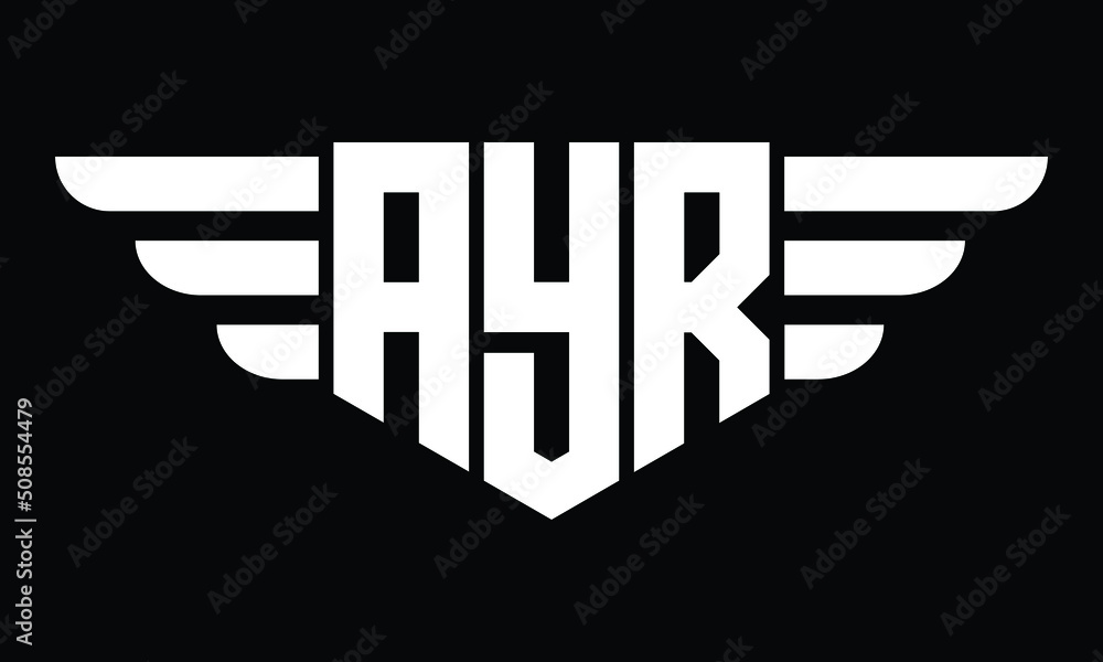 AYR three letter logo, creative wings shape logo design vector template ...