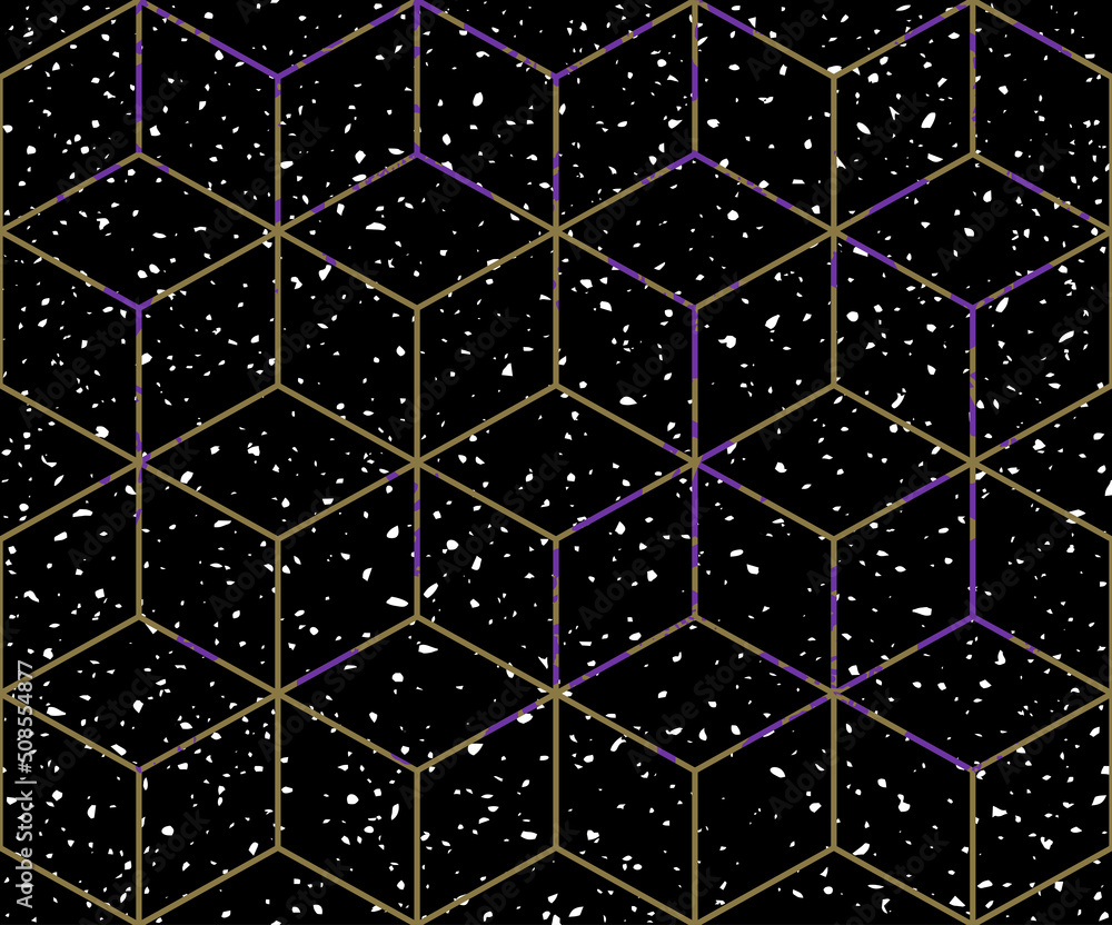 Black outer space and hexagonal lattice texture. Floor tiles or wall ...