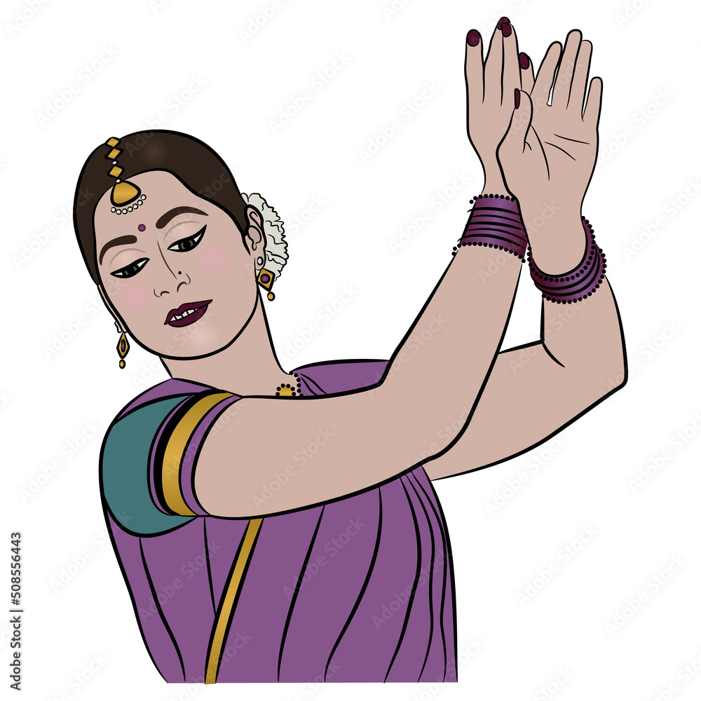 Indian girl dancing traditional dance. Ethnic female portrait. National ...