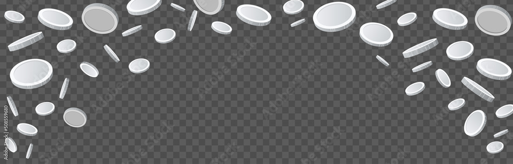 silver coins falling illustration set. money, cash, confetti, dollar ...