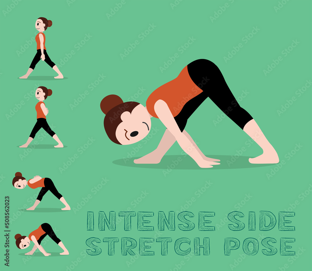 Yoga Tutorial Intense Side Stretch Pose Cartoon Vector Illustration ...