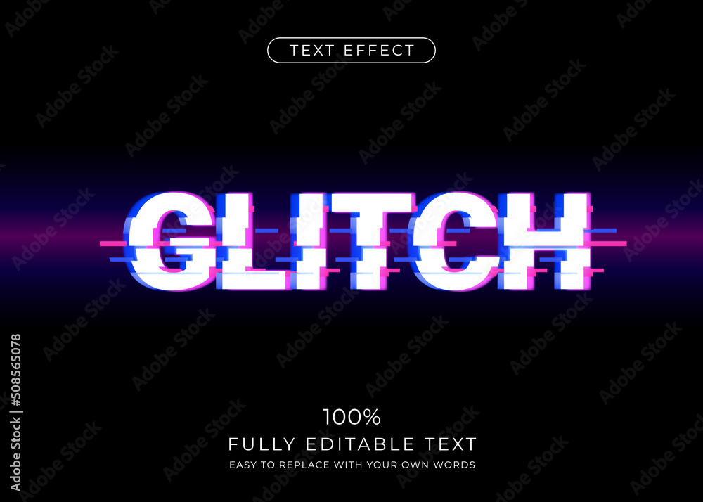 Glitch text effect. Editable font style vector de Stock | Adobe Stock
