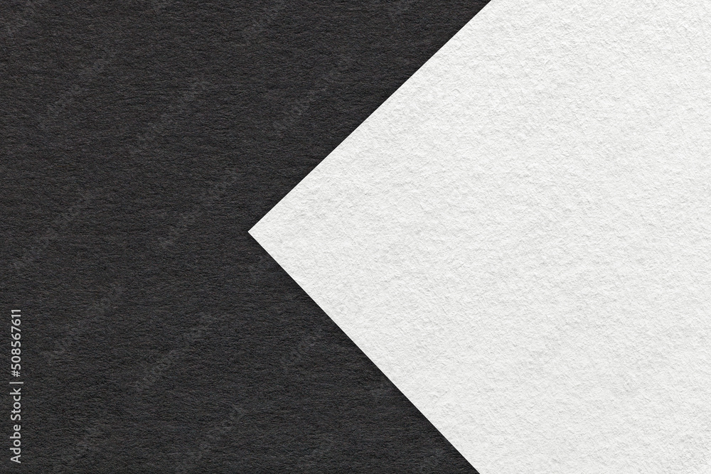 Texture of black and white paper background, half two colors with arrow ...