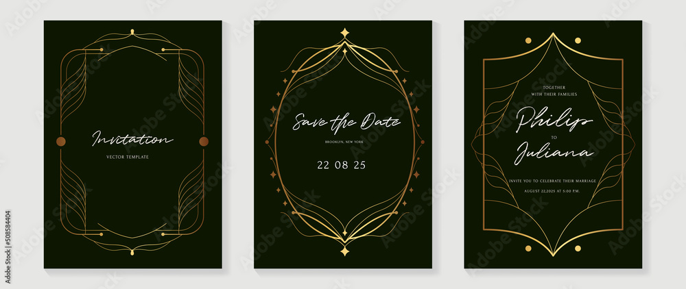 Luxury geometric pattern invitation template. Set of art deco poster ...