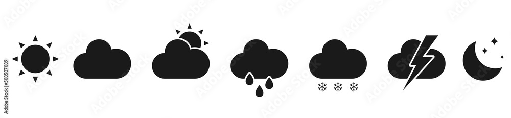 Weather icons set. Collection of meteorology symbols. Weather icons sun ...