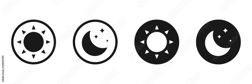 Light and Dark mode buttons vector icons set. Element for mobile app ui ...