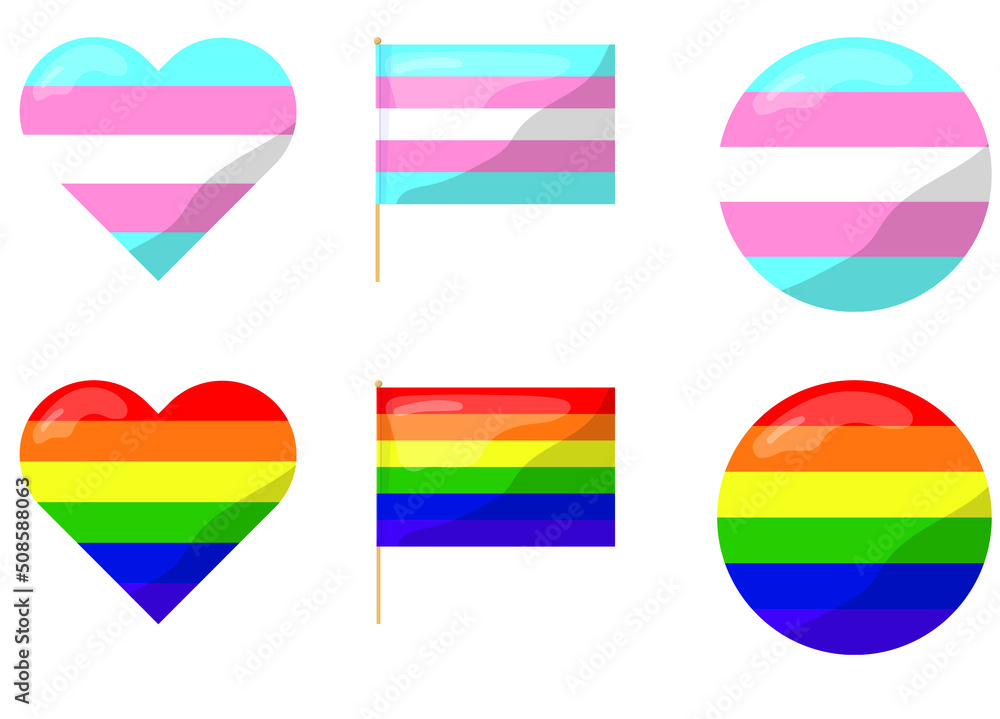 LGBT. Symbols of freedom. Lgbt character sets. Flags, symbols, sun ...