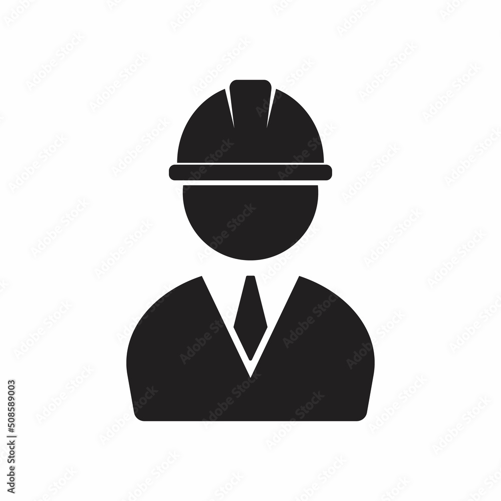 Construction worker icon template black color editable. Construction ...